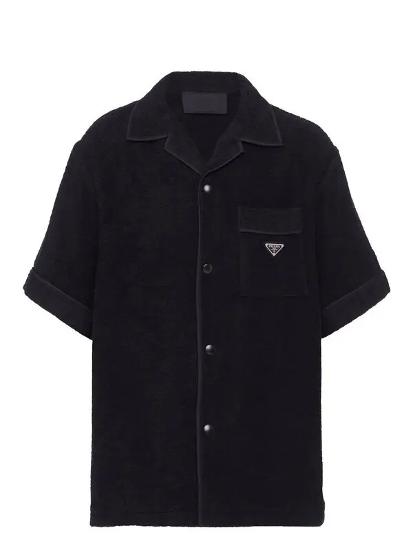 Prada Cotton Towel Bowling Shirt - Black
