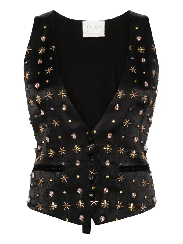FORTE_FORTE Bead-embellished Vest - Black