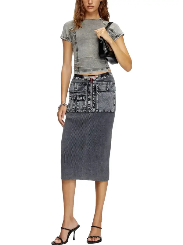 DIESEL M-meryn Midi Skirt - Grey