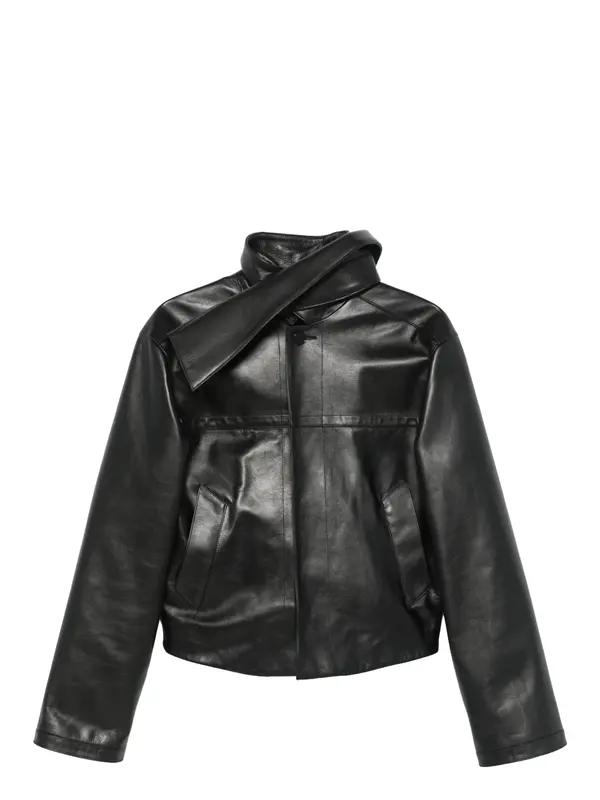 ALAINPAUL Scarf-collar Leather Jacket - Black