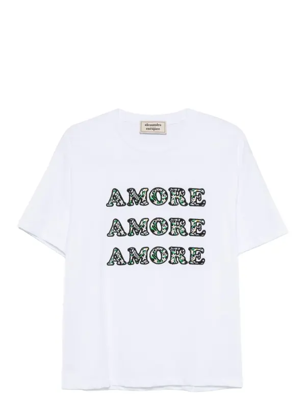 ALESSANDRO ENRIQUEZ Text-embroidered T-shirt - White