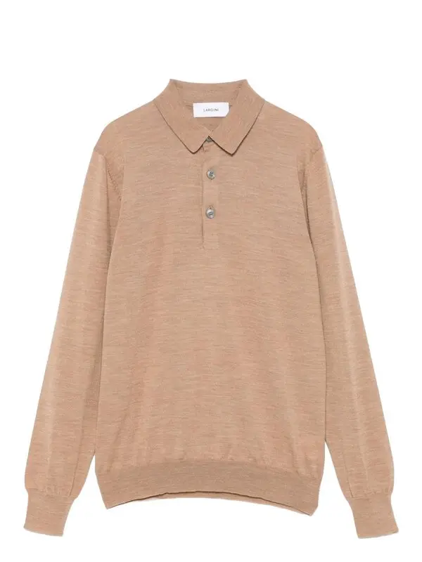 LARDINI Fine-knit Polo Shirt - Brown