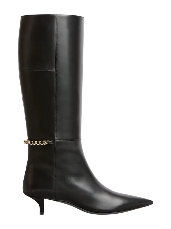 Gucci Signoria Leather Tall Boots - Black