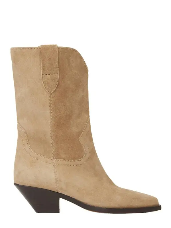 Isabel Marant Dahope Suede Cowboy Boots - Light Beige