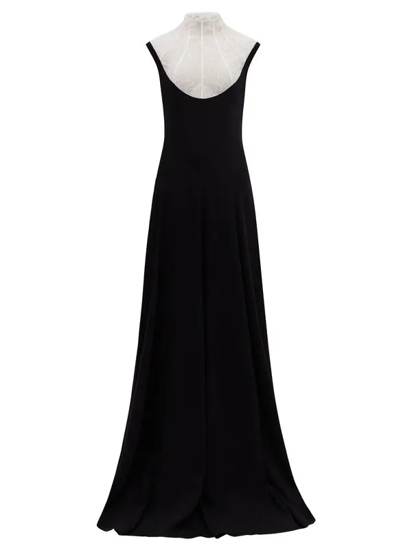 HARITHAND Marella Lace-detailed Silk-crepe Maxi Dress - Black,white