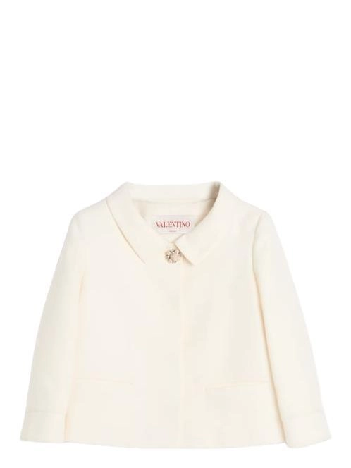 Valentino Garavani Crepe Couture Jacket With Jewel Button Detail - Ivory