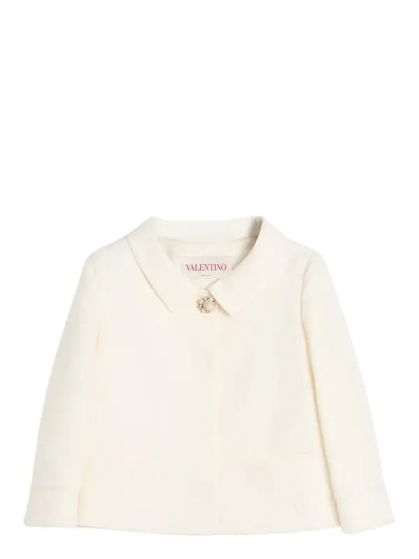 Valentino Garavani Crepe Couture Jacket With Jewel Button Detail - Ivory