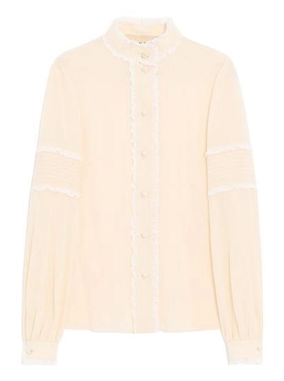 ValentinoGaravani Crepe De Chine Long-sleeve Shirt With Bow Detail - Vanilla