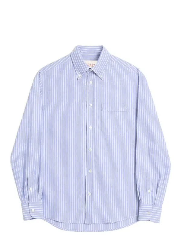 Valentino Garavani Vlogo Embroidered Cotton Shirt - White/light Blue