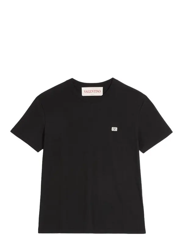 Valentino Garavani Cotton T-shirt With Vlogo Patch - Black