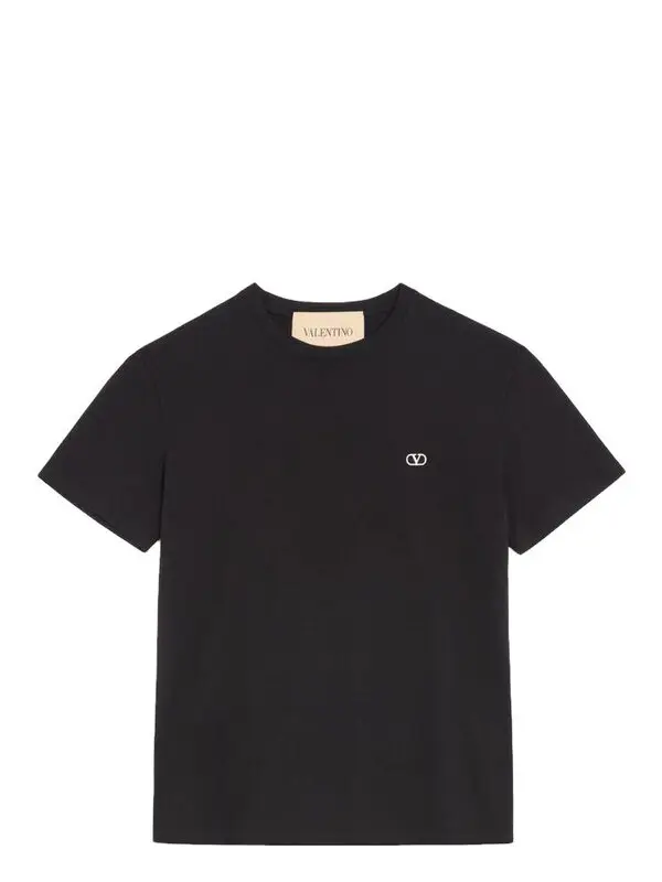 Valentino Garavani Cotton T-shirt With Vlogo Patch - Black