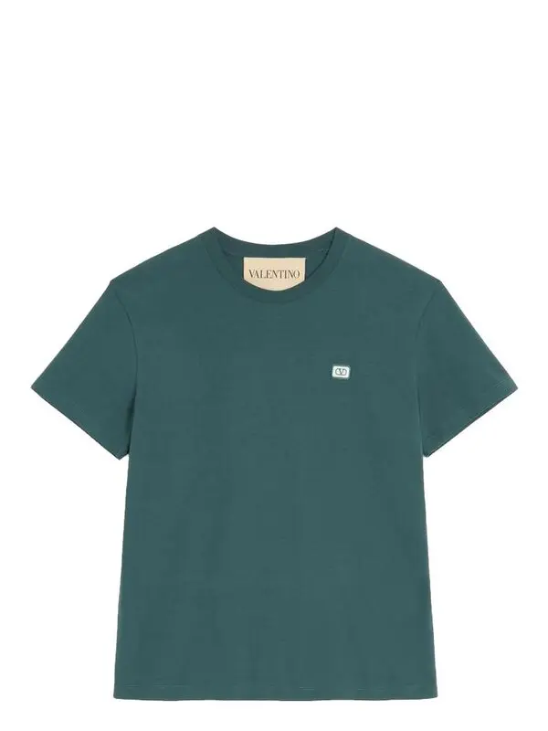 Valentino Garavani Cotton T-shirt With Vlogo Patch - Dark Green