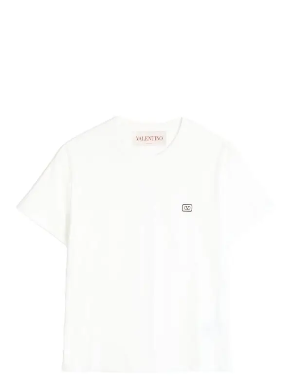 Valentino Garavani Cotton T-shirt With Vlogo Patch - Ivory