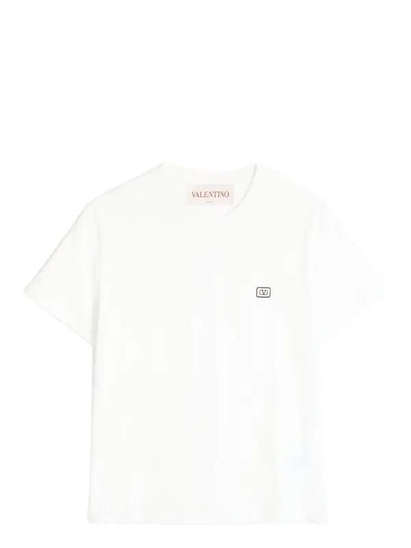 Valentino Garavani Cotton T-shirt With Vlogo Patch - Ivory