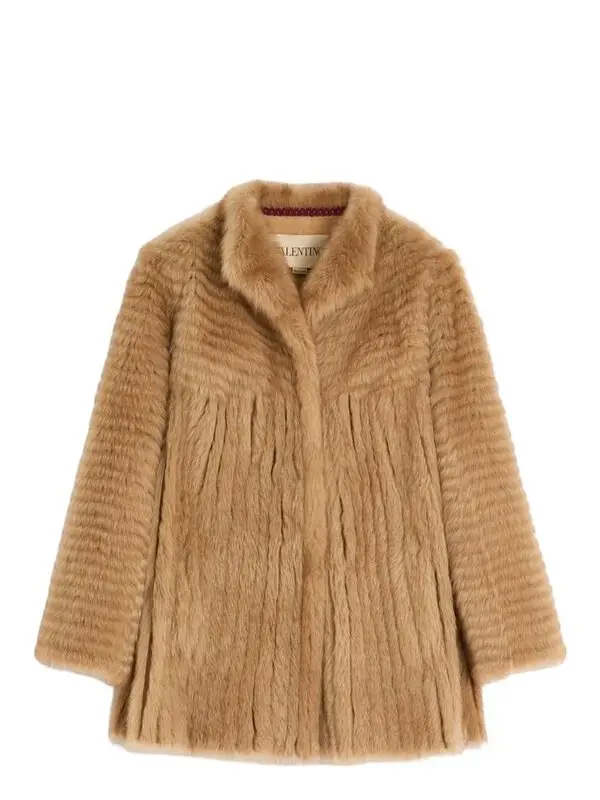Valentino Garavani Lynx Print Shearling Coat - Honey