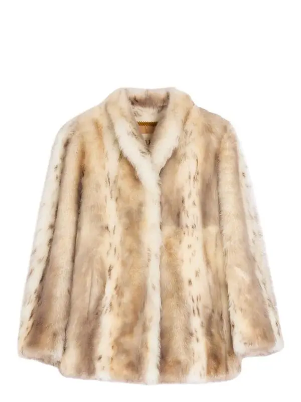Valentino Garavani Lynx Print Shearling Coat - Ivory