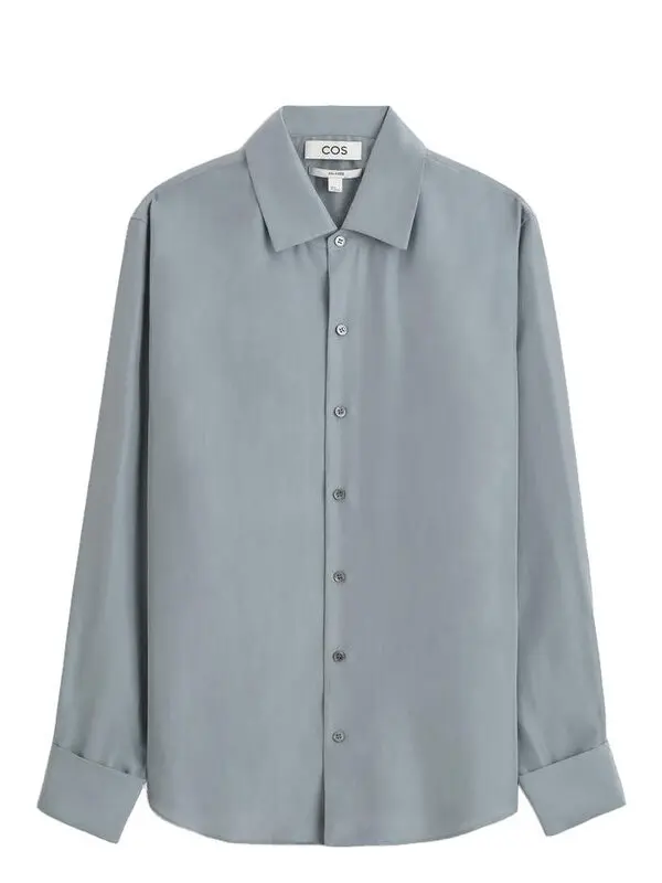 Cos Relaxed Silk Shirt - Gray