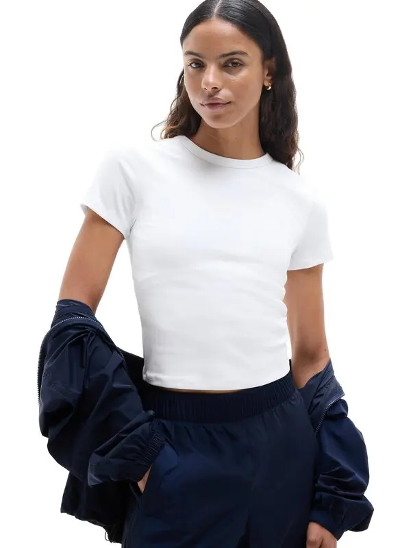 Athleta Signature Rib Crop Tee - Bright White