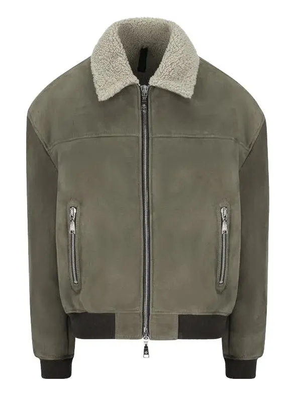 Tagliatore Suede Jacket With Shearling Collar - Green