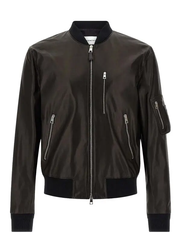 Givenchy Leather Bomber Jacket - Black