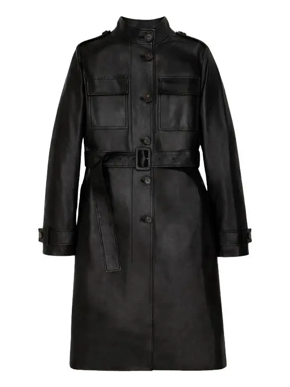 Veronica De Piante Celine Nappa Leather Coat - Black