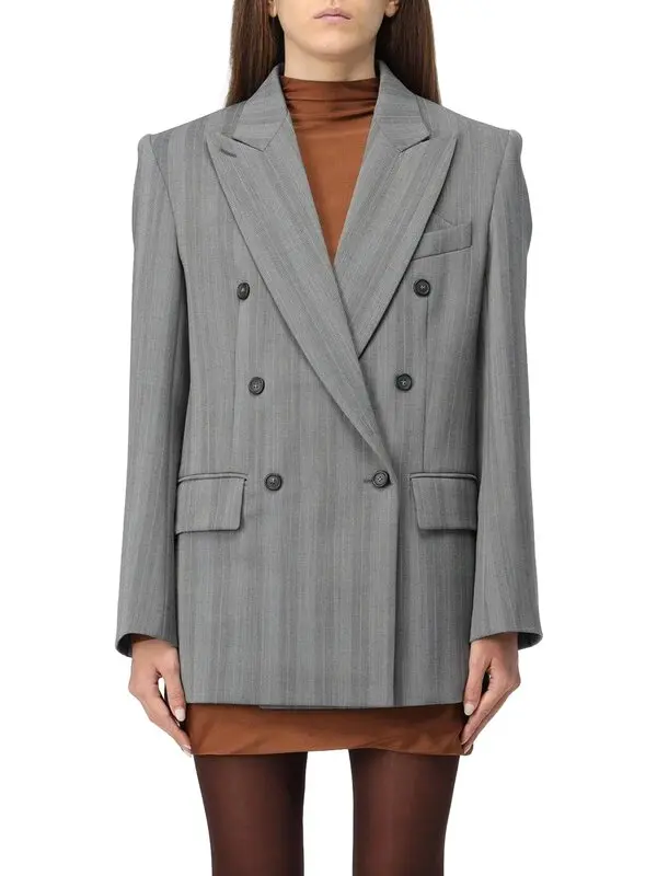 Sportmax Striped Double-breasted Jacket - Grey