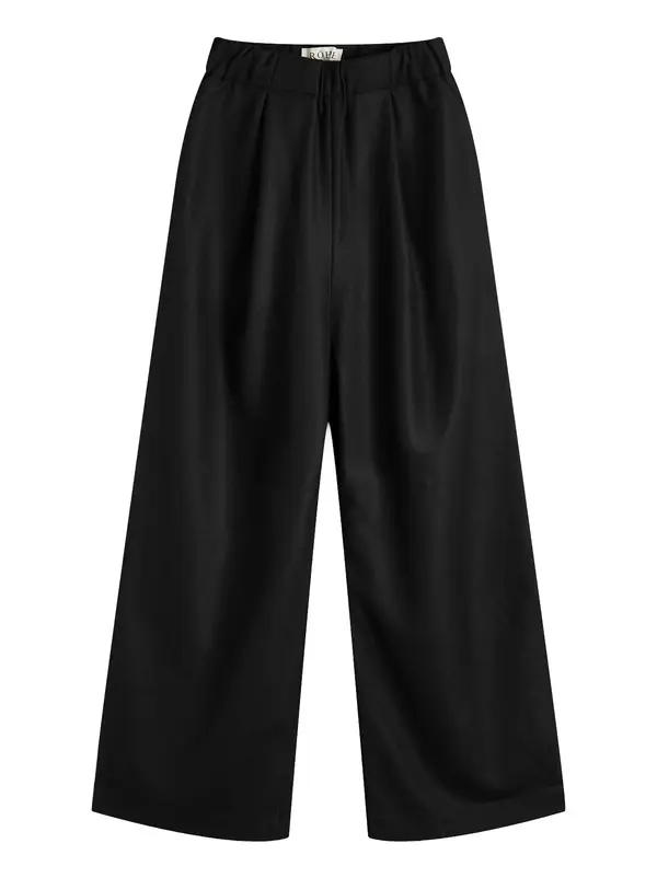 RÓHE Wide Leg Flannel Trousers - Black