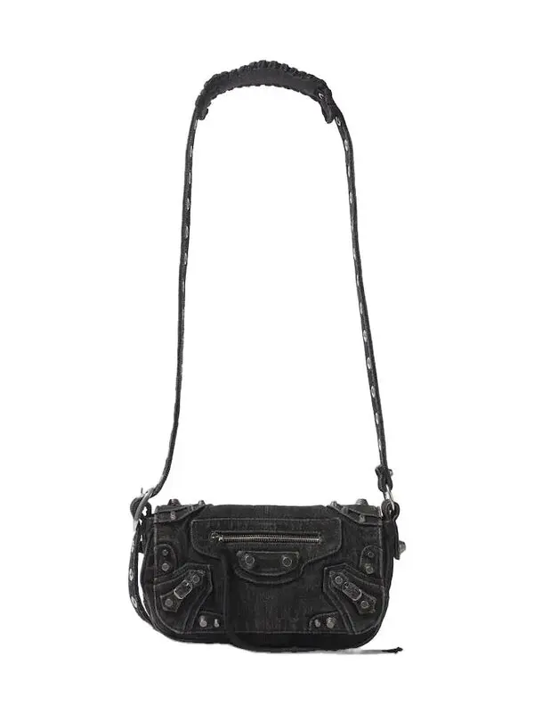 Balenciaga Le Cagole Xs Denim Shoulder Bag - Black