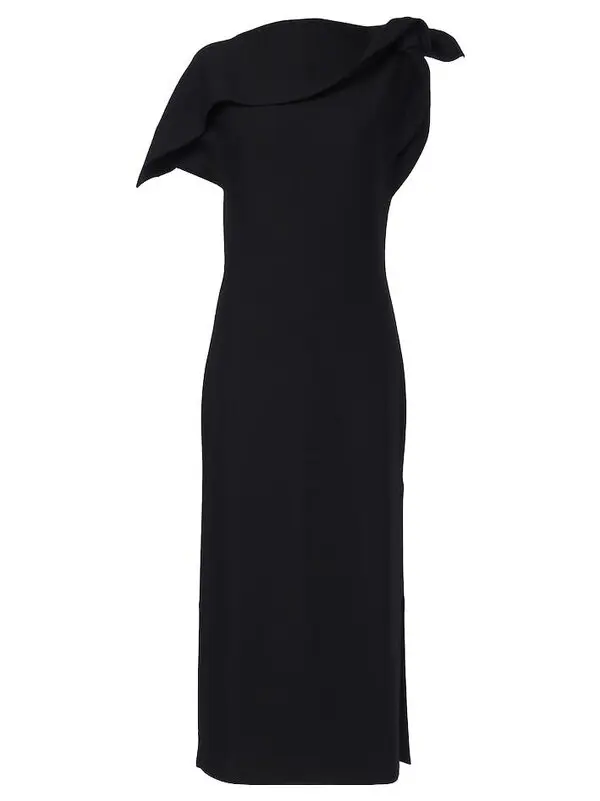 Oscar De La Renta Draped Wool-blend Midi Dress - Black