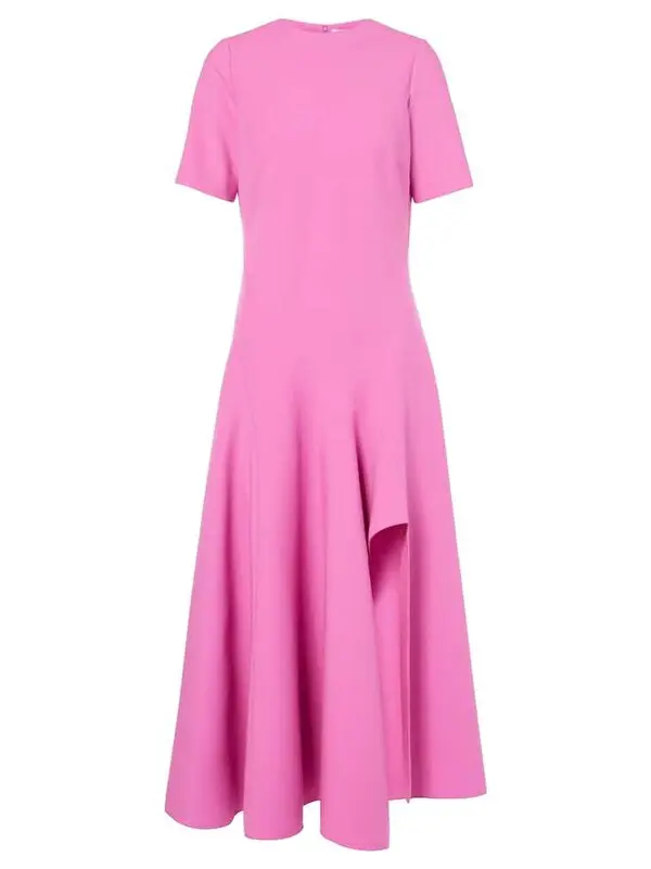 Oscar De La Renta Draped Wool-blend Midi Dress - Pink