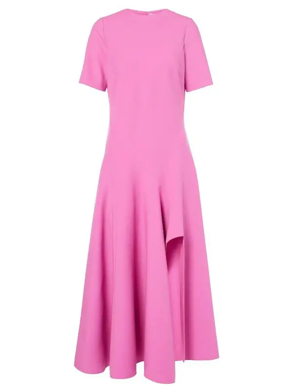 Oscar De La Renta Draped Wool-blend Midi Dress In Paprika - Pink