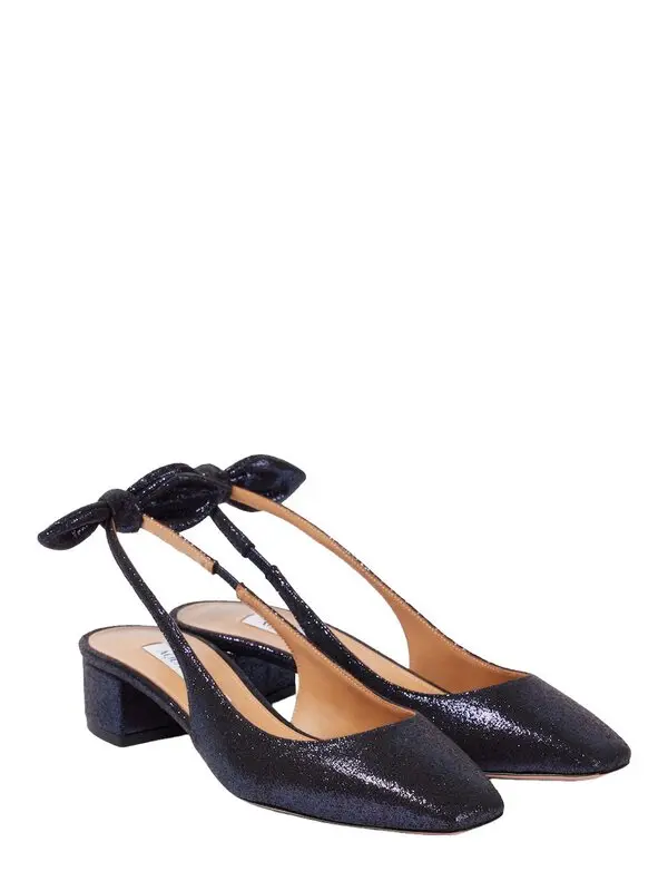 AQUAZZURA Very Bow 35 Slingback Pumps - Blue