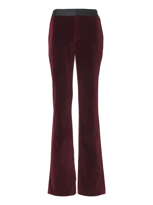 TOD'S High-rise Flared Velvet Pants - Burgundy