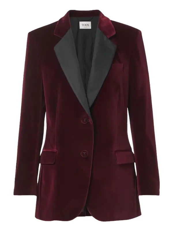 TOD'S Cotton Velvet Blazer - Burgundy