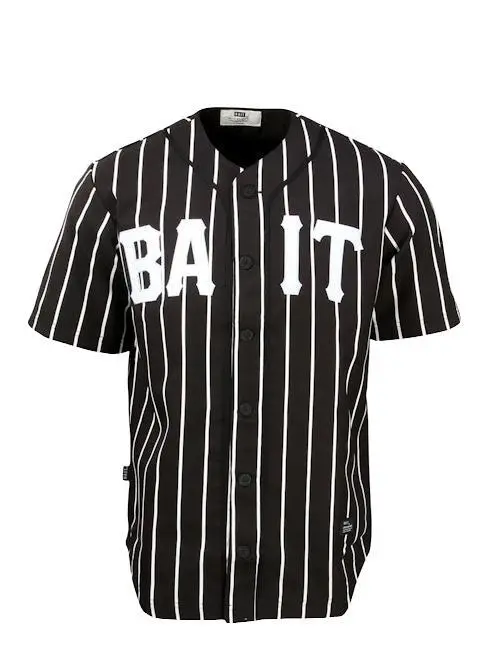 BAIT Sluggers Pinstripe Baseball Jersey - Black/white