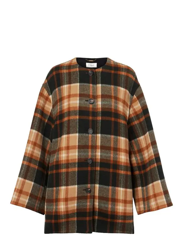 Chloé Checked Wool And Silk Blend Coat - Multicoloured
