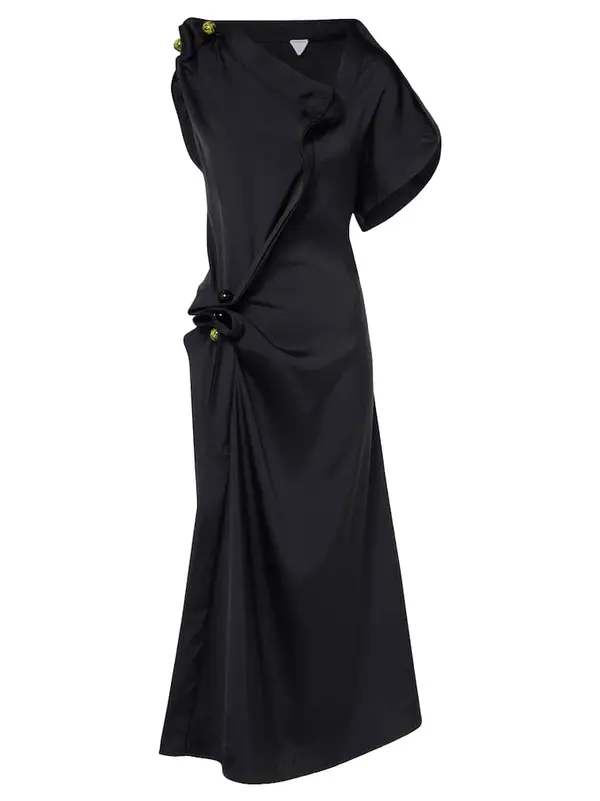Bottega Veneta Gathered Midi Dress - Black