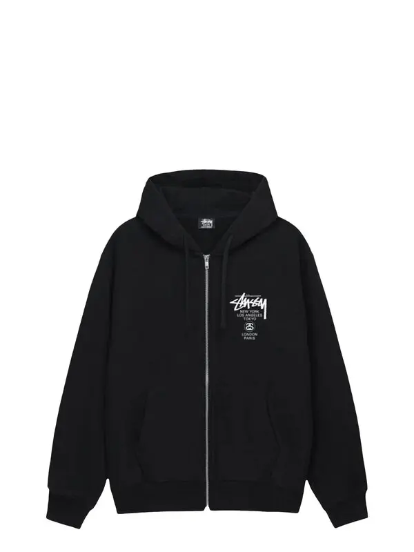 StÜssy World Tour Zip Hoodie - Black