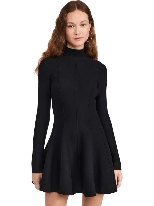 Fleur Du Mal Knit Corset Long-sleeve Dress - Black