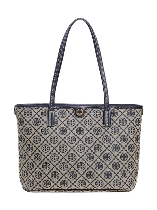 Tory Burch T Monogram Small Zip Tote - Tory Navy