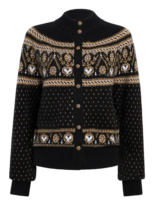 Khaite Marc Cashmere Cardigan - Black/camel Multi