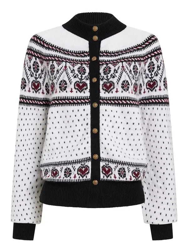 Khaite Marc Cashmere Cardigan - Ivory / Red Multi