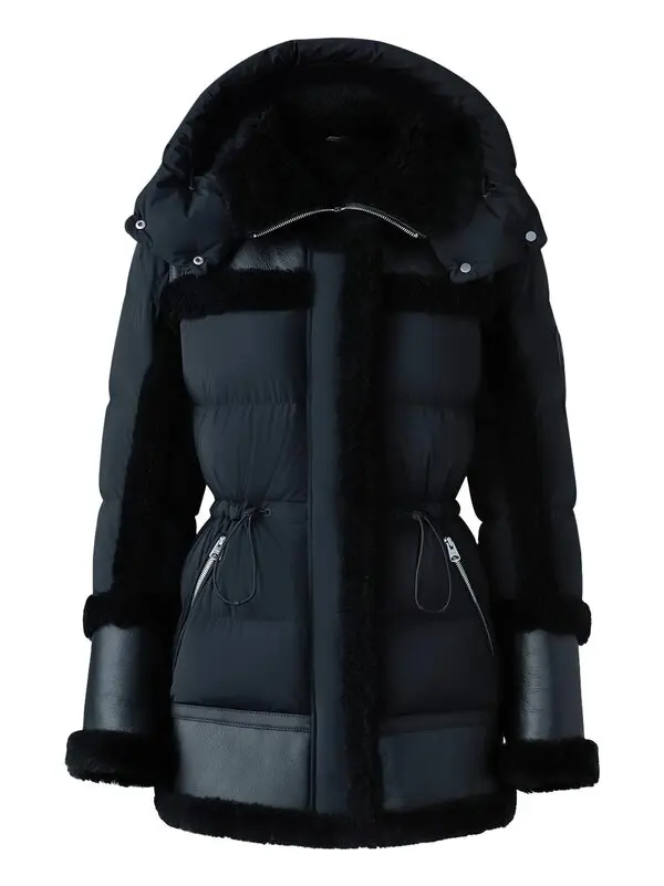 Mackage Mixed-media Down Parka With Shearling And Leather Trim - Blk-black