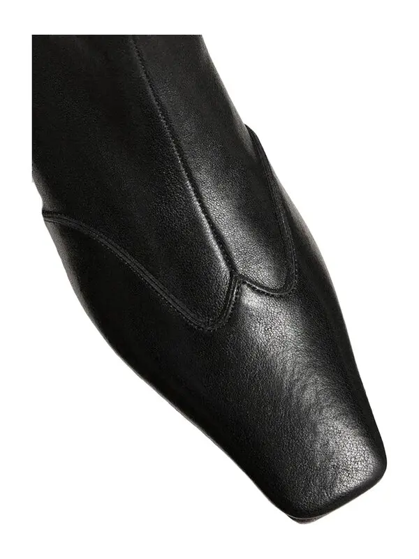 Khaite Nevada Stretch Leather Ankle Booties - Black