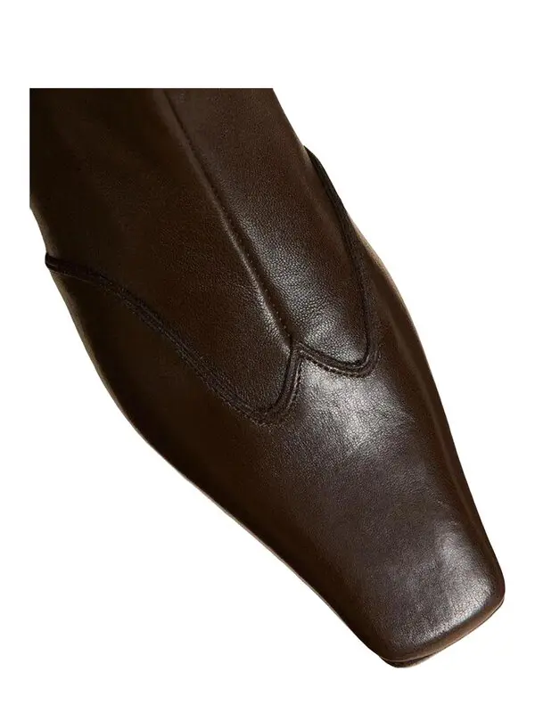 Khaite Nevada Stretch Leather Ankle Booties - Dark Brown
