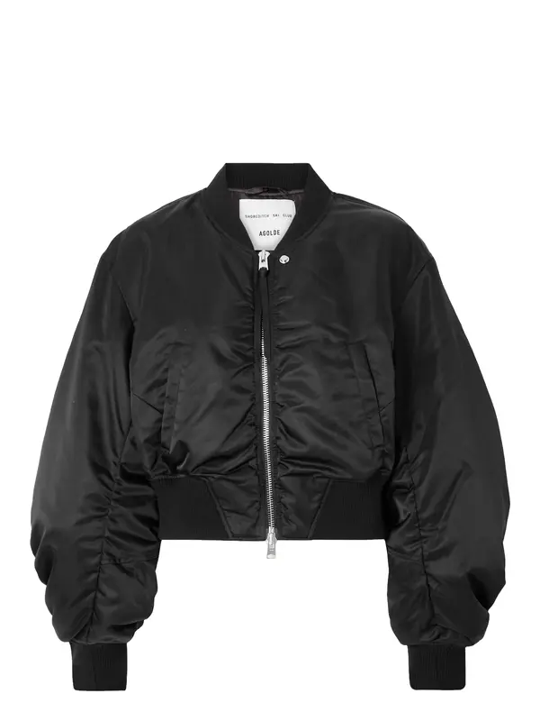 AGOLDE Shoreditch Ski Club Jett Cropped Bomber Jacket - Black