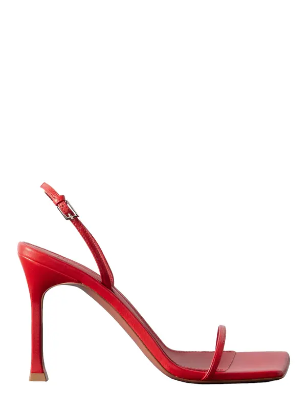 Amina Muaddi Maya Leather Sandals - Red
