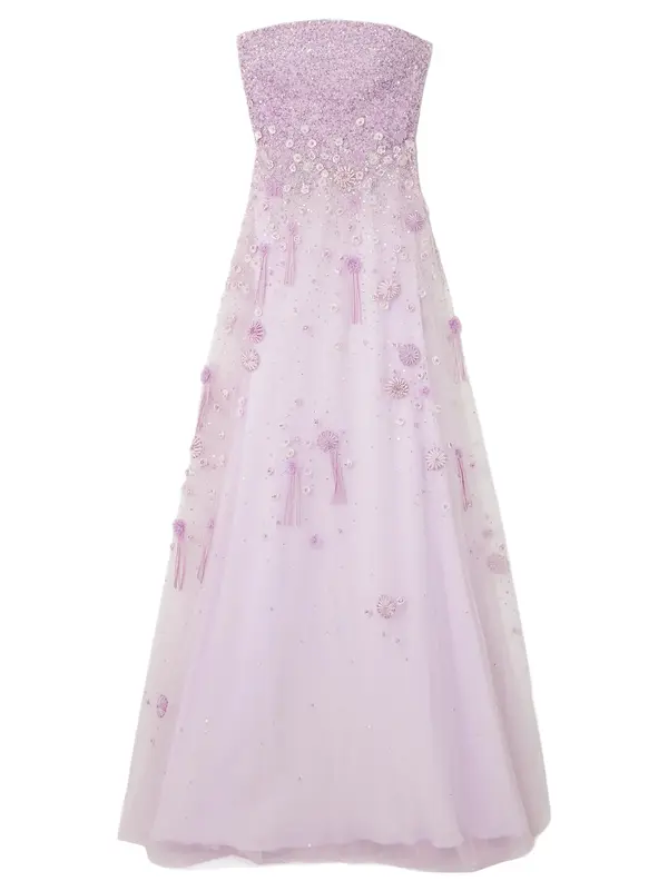 GEORGES HOBEIKA Embellished Tulle Gown - Purple