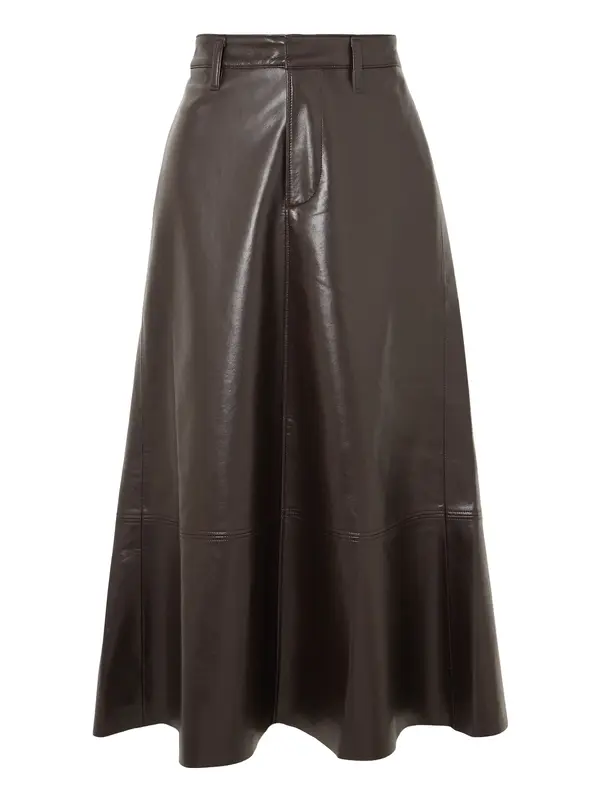 Citizens Of Humanity Cassia Recycled Leather-blend Midi Skirt - Brown