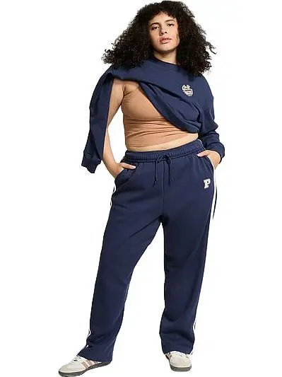 Pink Ivy Fleece Straight-leg Sweatpants - Blue